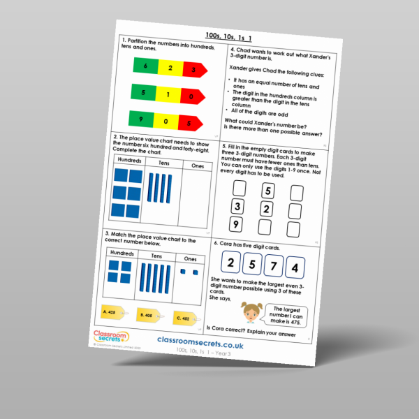 Year 3 100s 10s 1s 1 Mixed Activity Resource | Classroom Secrets