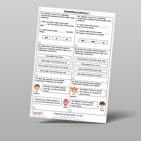 Year 3 Expanding Sentences 1 Application And Reasoning Resource | Classroom Secrets