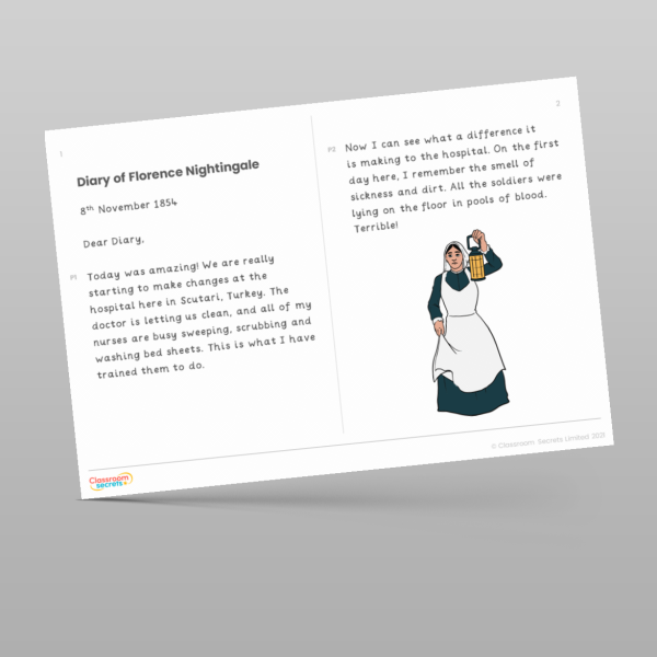 Year 2 Reading Skills Diary Of Florence Nightingale Resource ...