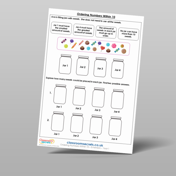 Year 1 Ordering Numbers Within 10 Discussion Problem 2 Resource | Classroom Secrets