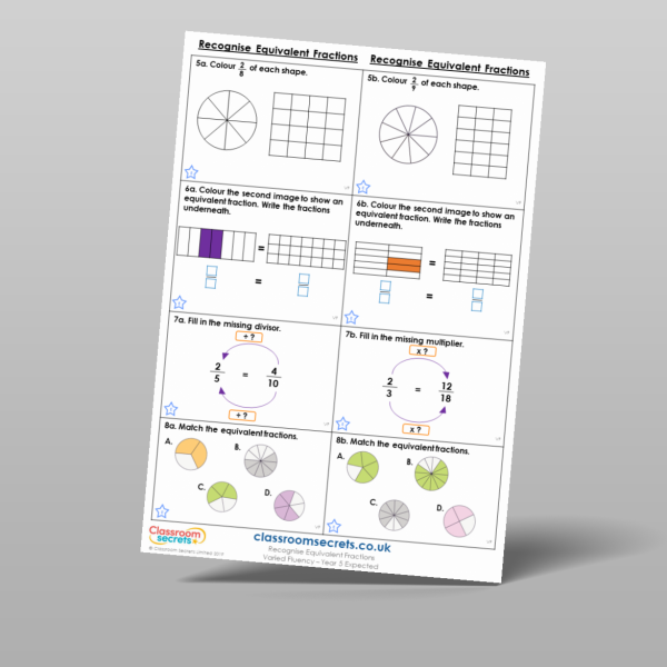 Year 5 Recognise Equivalent Fractions Resource | Classroom Secrets