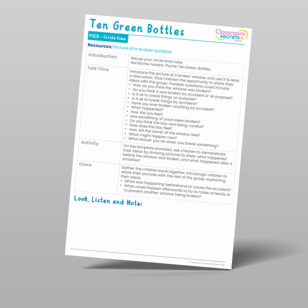 Eyfs Ten Green Bottles Circle Time Resource | Classroom Secrets