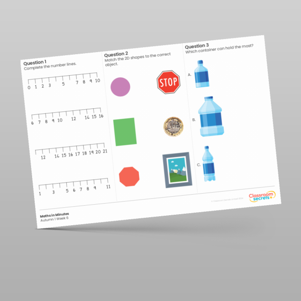 Year 1 Autumn Week 6 Maths In Minutes Resource | Classroom Secrets
