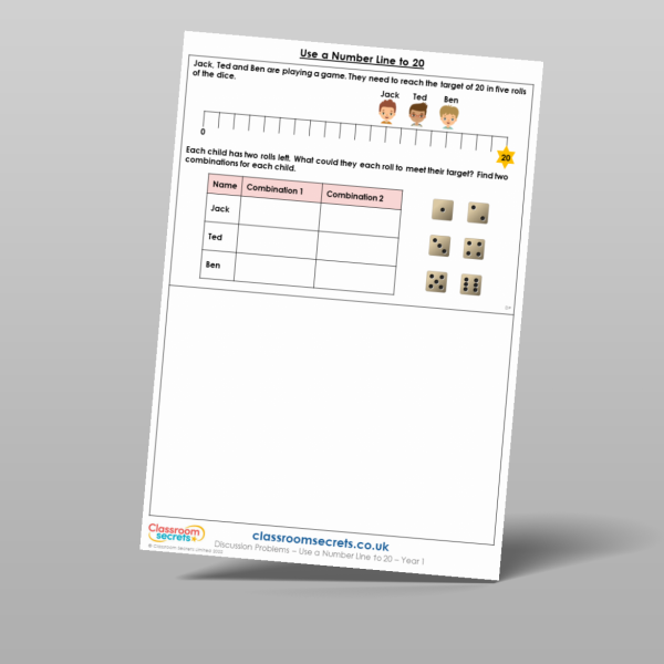 Year 1 Use A Number Line To 20 Discussion Problem Resource | Classroom ...