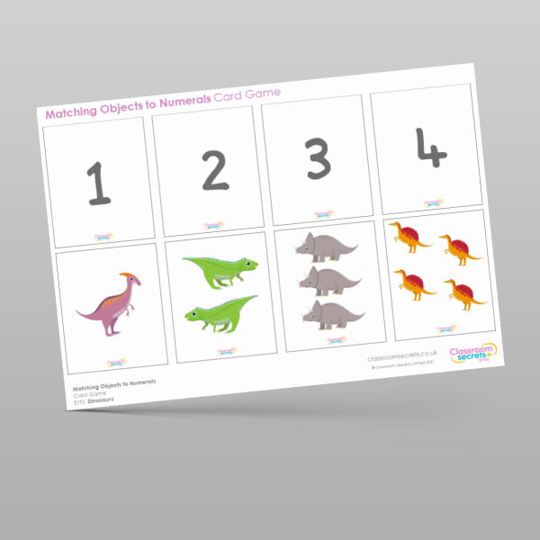 Eyfs Dinosaurs Matching Objects To Numerals Resource | Classroom Secrets