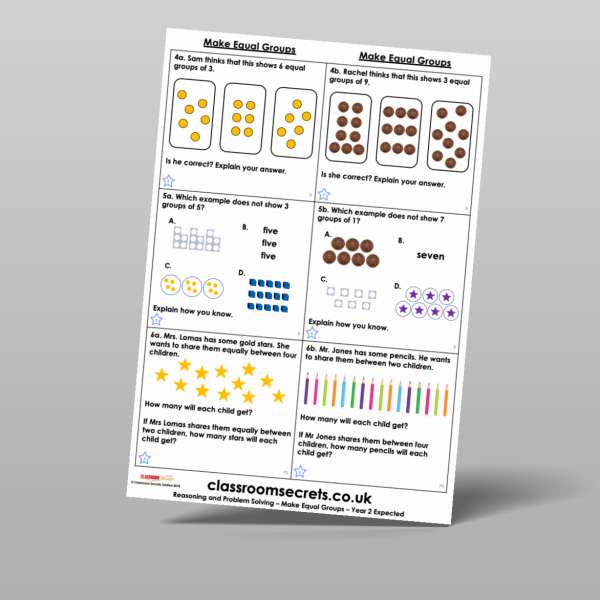 Year 2 Make Equal Groups Reasoning And Problem Solving Resource ...