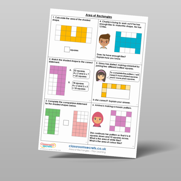 Year 5 Area Of Rectangles Prior Learning Resource | Classroom Secrets