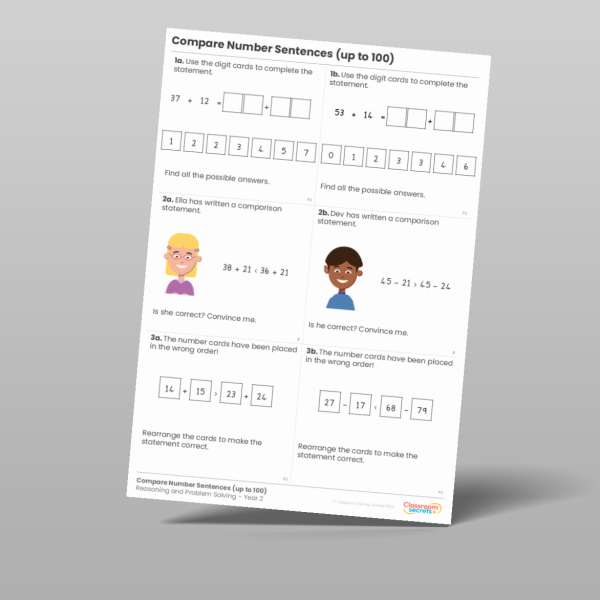 Year 2 Compare Number Sentences Up To 100 Reasoning And Problem Solving ...
