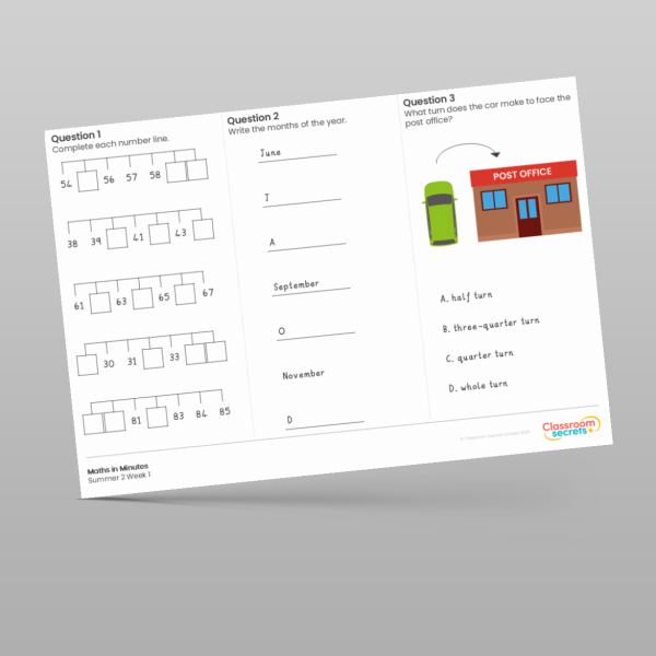 Year 1 Summer 2 Week 1 Maths In Minutes Resource | Classroom Secrets