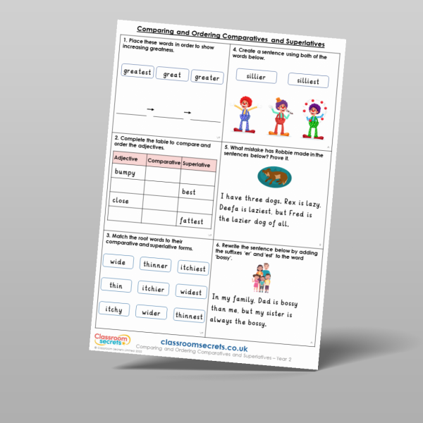 Year 2 Comparing And Ordering Comparatives And Superlatives Mixed ...