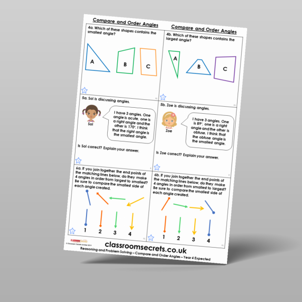 Year 4 Compare And Order Angles Reasoning And Problem Solving Resource ...