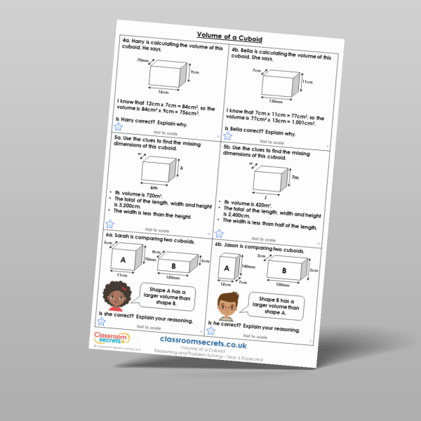 Year 6 Volume Of A Cuboid Reasoning And Problem Solving Resource | Classroom Secrets