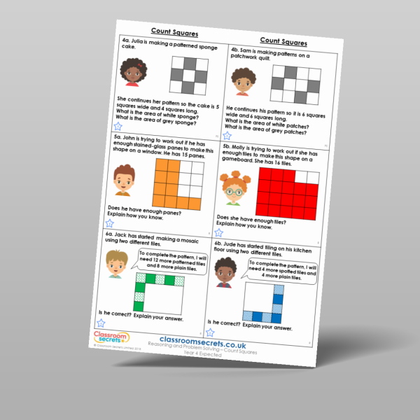 Year 4 Count Squares Reasoning And Problem Solving Resource | Classroom Secrets