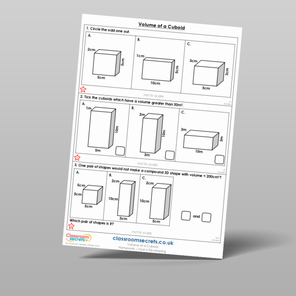 Year 6 Volume Of A Cuboid Homework Resource | Classroom Secrets