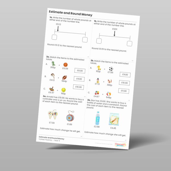 Year 4 Estimate And Round Money Varied Fluency Resource | Classroom Secrets