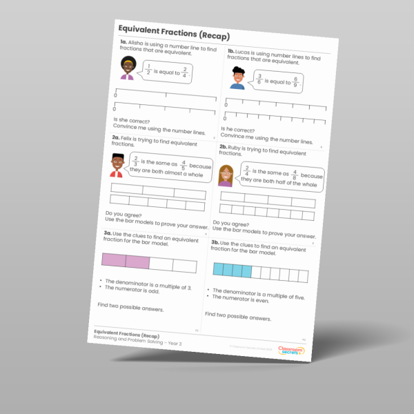 Year 3 Equivalent Fractions Recap Reasoning And Problem Solving ...