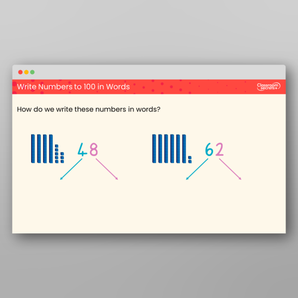 Year 2 Write Numbers To 100 In Words Teaching Ppt Resource | Classroom ...