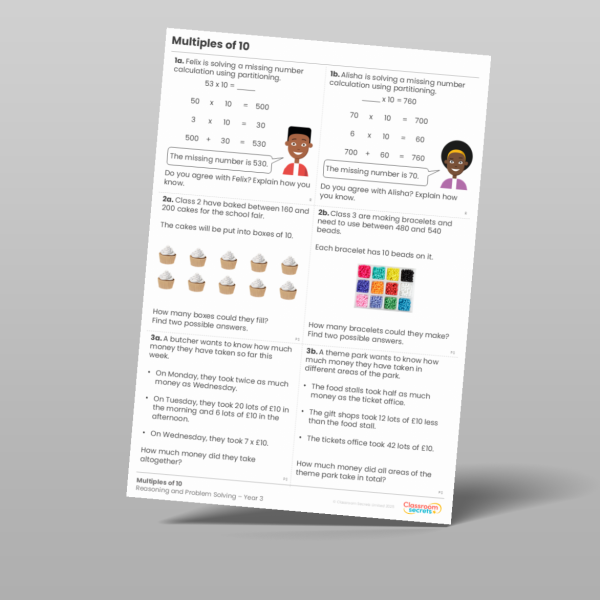 Free Multiples of 10 Reasoning and Problem Solving Resource | Classroom Secrets