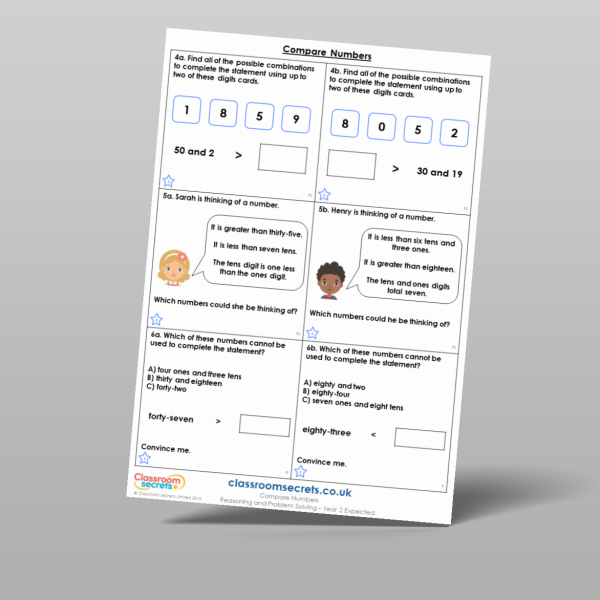 Year 2 Compare Numbers Reasoning And Problem Solving Resource ...