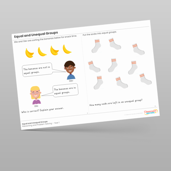 Year 1 Equal And Unequal Groups Reasoning And Problem Solving Resource ...