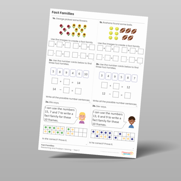 Year 2 Fact Families Reasoning And Problem Solving Resource | Classroom ...