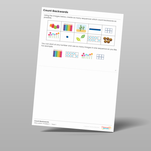 Year 1 Count Backwards Discussion Problem Resource | Classroom Secrets