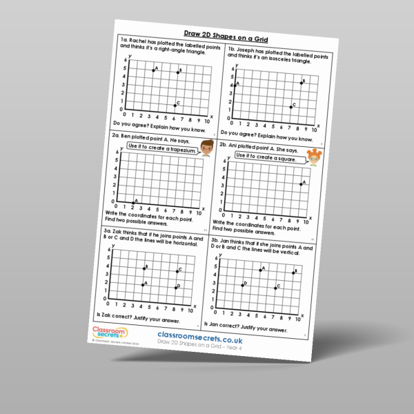 Year 4 Draw 2d Shapes On A Grid Reasoning And Problem Solving Resource ...