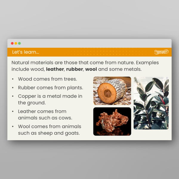 Year 2 Where Do Natural And Man Made Materials Come From Lesson ...