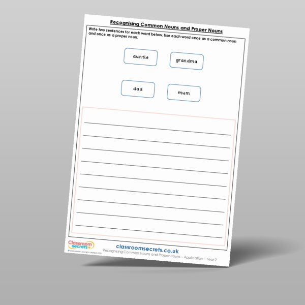 Year 2 Recognising Common Nouns And Proper Nouns Application Resource ...