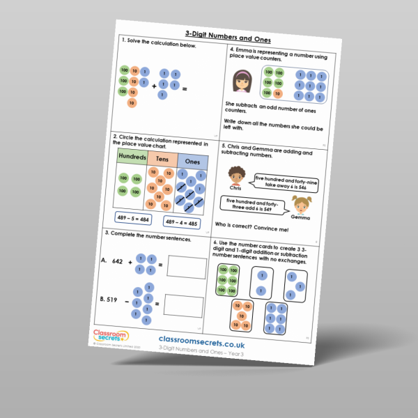 Year 3 3 Digit Numbers And Ones Mixed Activity Resource | Classroom Secrets