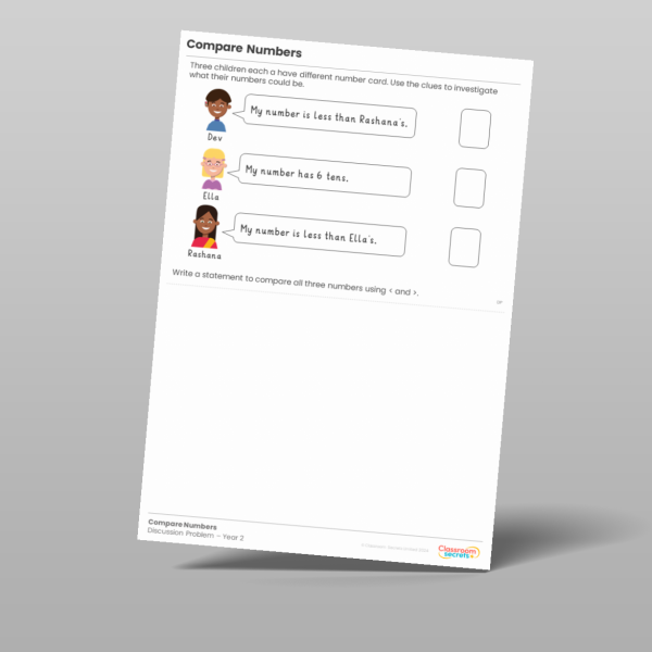 Year 2 Compare Numbers Discussion Problem Resource | Classroom Secrets