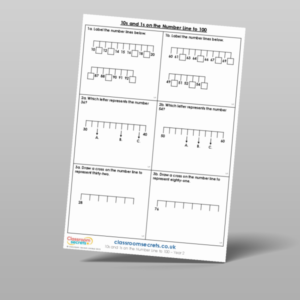 Year 2 10s And 1s On The Number Line To 100 Varied Fluency Resource | Classroom Secrets