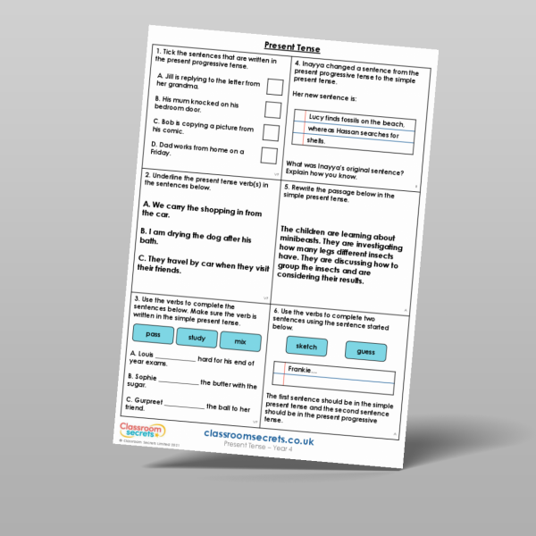 Year 4 Present Tense Mixed Activity Resource | Classroom Secrets