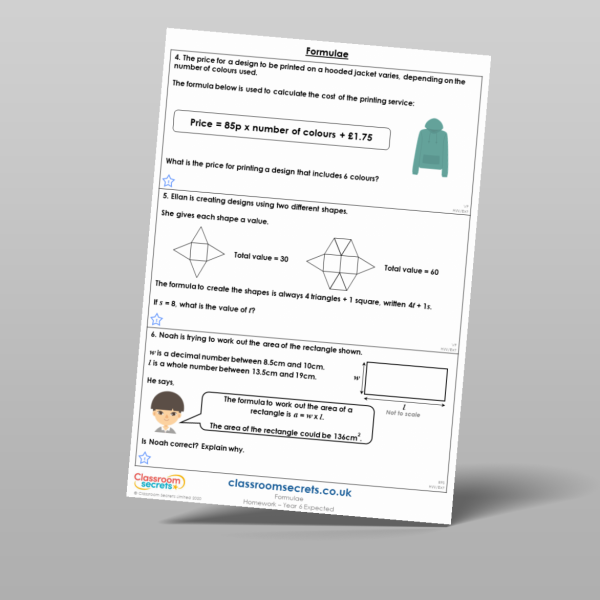Year 6 Formulae Homework Resource | Classroom Secrets