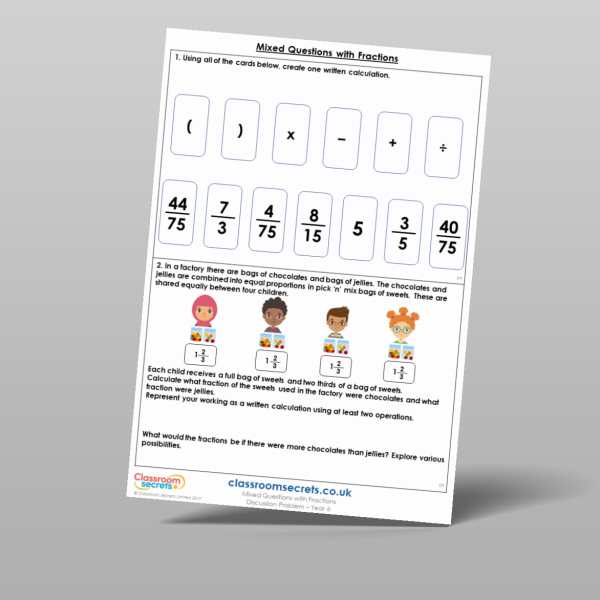 Year 6 Mixed Questions With Fractions Discussion Problem Resource ...