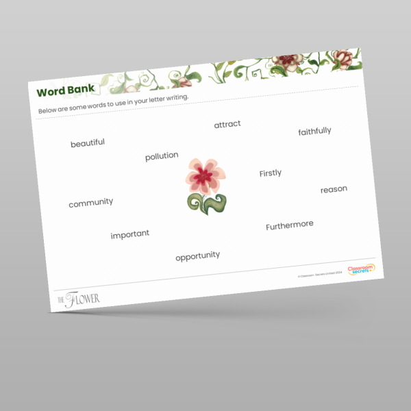 Year 3 The Flower Writing Unit Word Bank Resource | Classroom Secrets