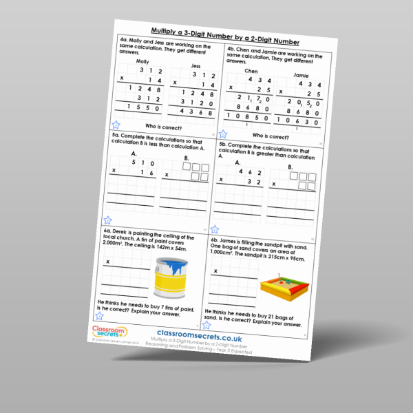 Year 5 Multiply A 3 Digit Number By A 2 Digit Number Reasoning And ...