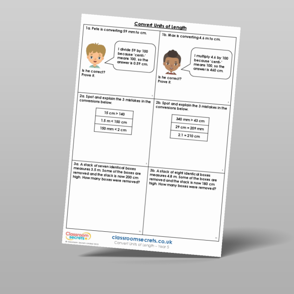 Year 5 Convert Units Of Length Reasoning And Problem Solving Resource ...