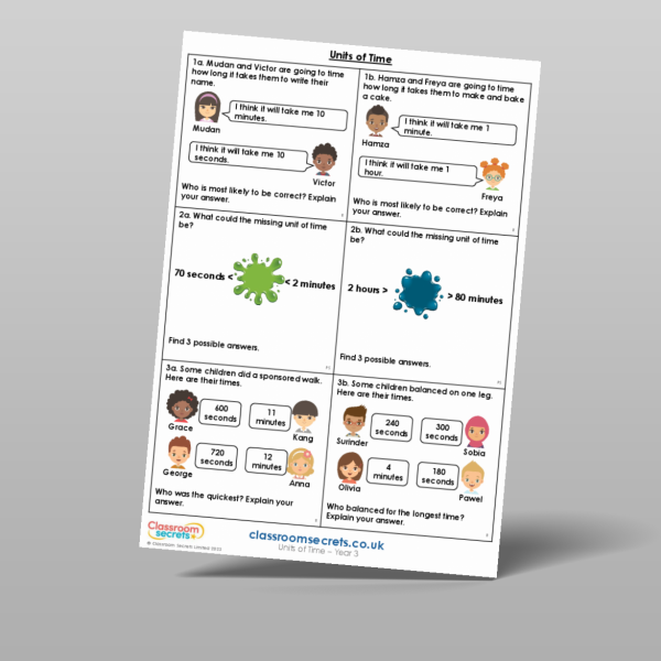 Year 3 Units Of Time Reasoning And Problem Solving Resource | Classroom ...