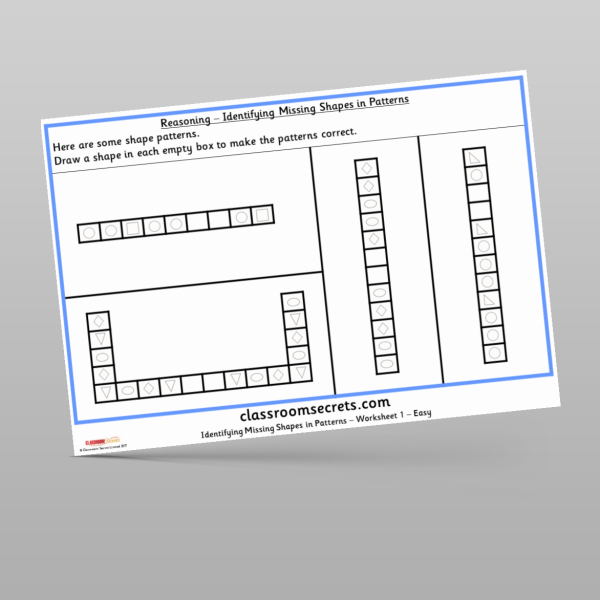 KS1 Identifying Missing Shapes In Patterns Reasoning Test Practice ...