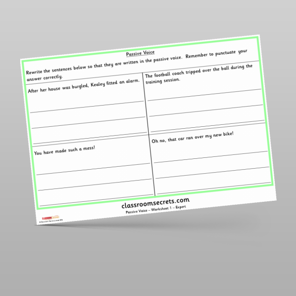 KS2 Passive Voice Test Practice Resource | Classroom Secrets