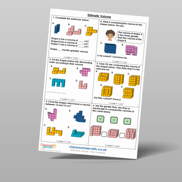 Year 5 Estimate Volume Prior Learning Resource | Classroom Secrets