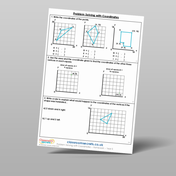 Year 5 Problem Solving With Coordinates Homework Resource | Classroom ...