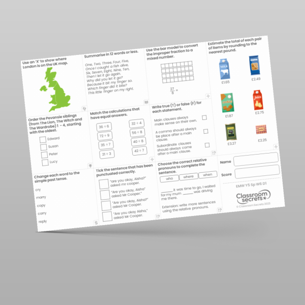 Year 5 Early Morning Work Spring Week 6 Resource | Classroom Secrets