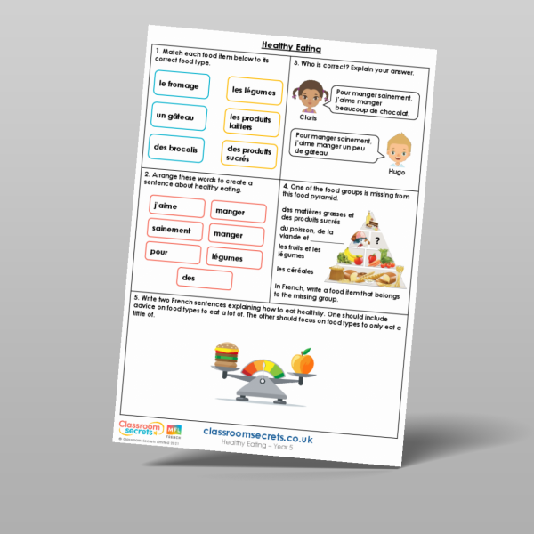 Year 5 Healthy Eating Main Activity Resource | Classroom Secrets