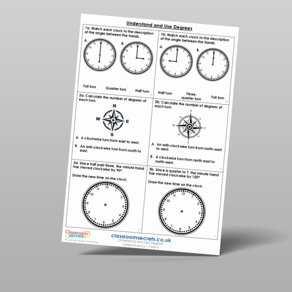 Year 5 Understand And Use Degrees Varied Fluency 2 Resource | Classroom ...