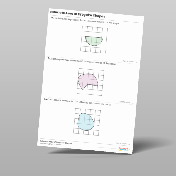 Year 5 Estimate Area Of Irregular Shapes Varied Fluency Resource ...