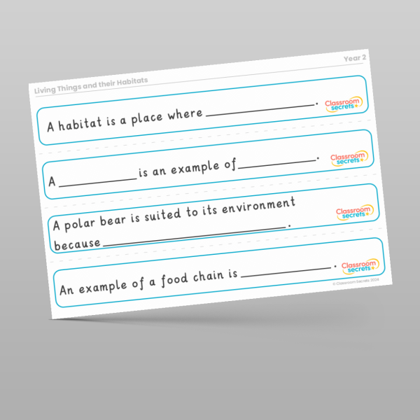 Year 2 Living Things And Their Habitats Stem Sentences Resource ...