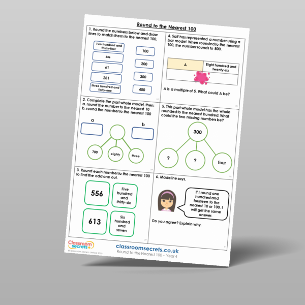Year 4 Round To The Nearest 100 Main Activity Resource | Classroom Secrets