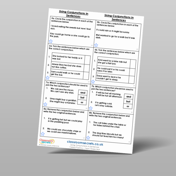 Year 2 Using Conjunctions In Sentences Varied Fluency Resource ...